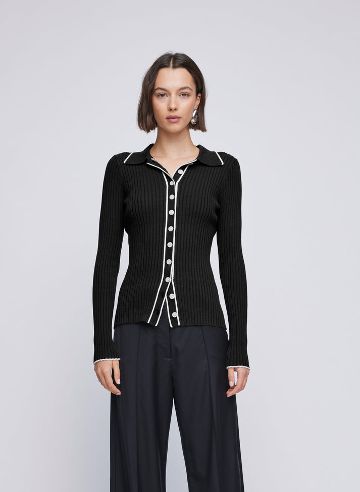 ASHLEN TOP (RAVEN W/ SILENCE TRIM) – ANNA QUAN